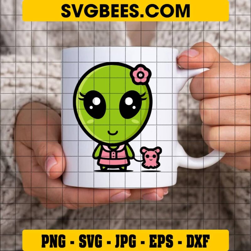 Girl Alien SVG Cute Alien SVG Files for Cricut - SVGbees