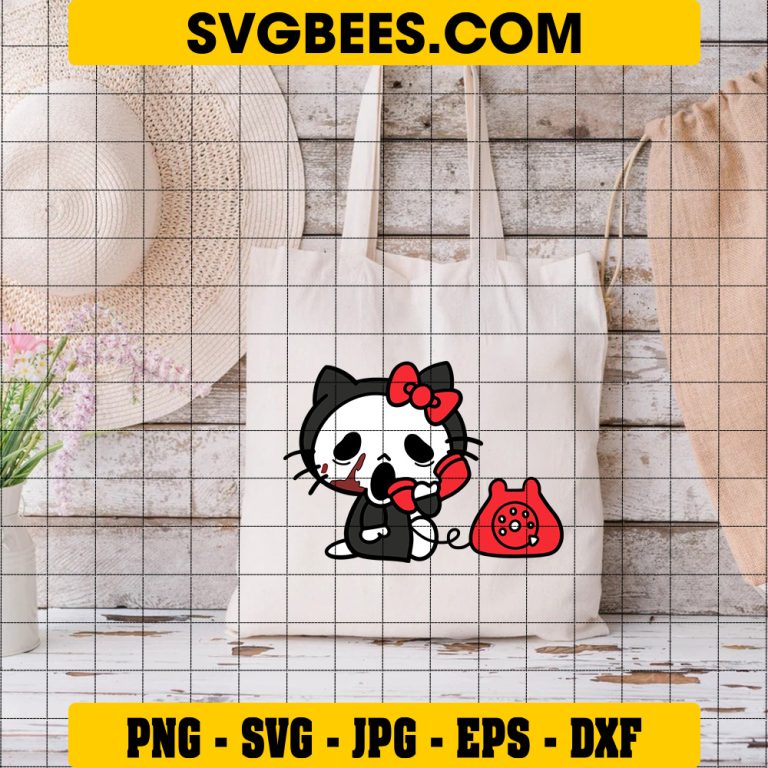 Hello Kitty Ghostface Scream Call Me SVG, Hello Kitty Halloween SVG ...