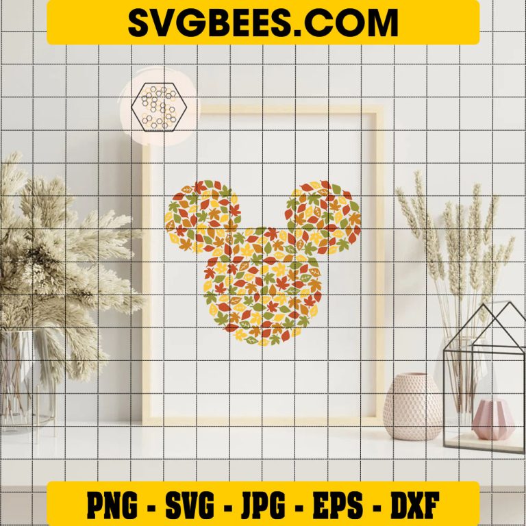 Mickey Minnie Theme Leaves Autumn SVG, Mouse Head Fall Thanksgiving SVG ...