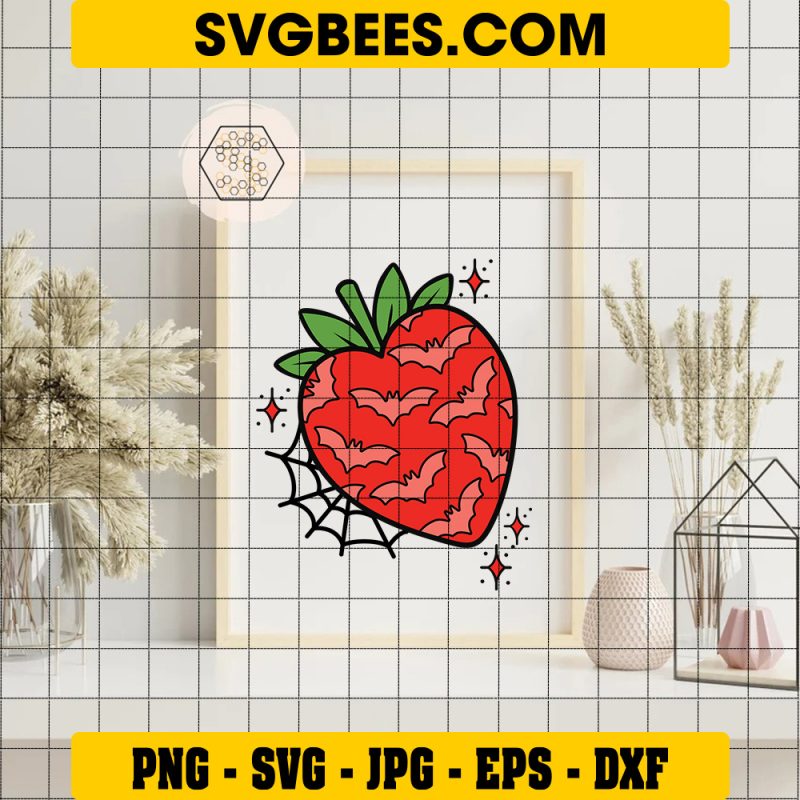 Bat Strawberry Halloween SVG, Spooky Food Halloween SVG - SVGbees