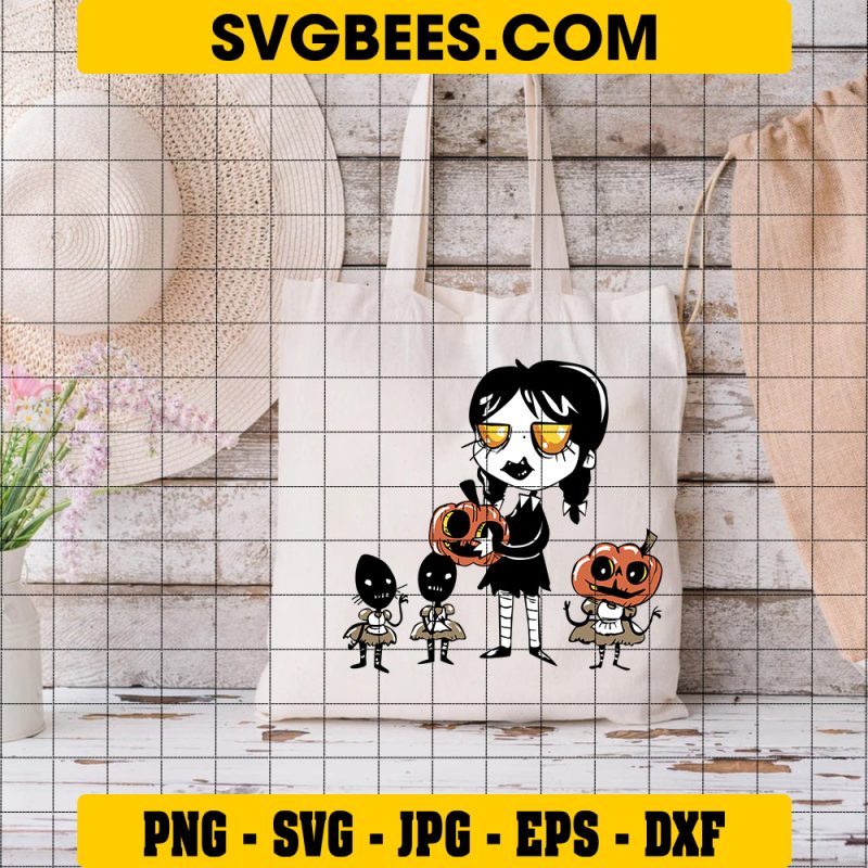 Chibi Wednesday Addams SVG