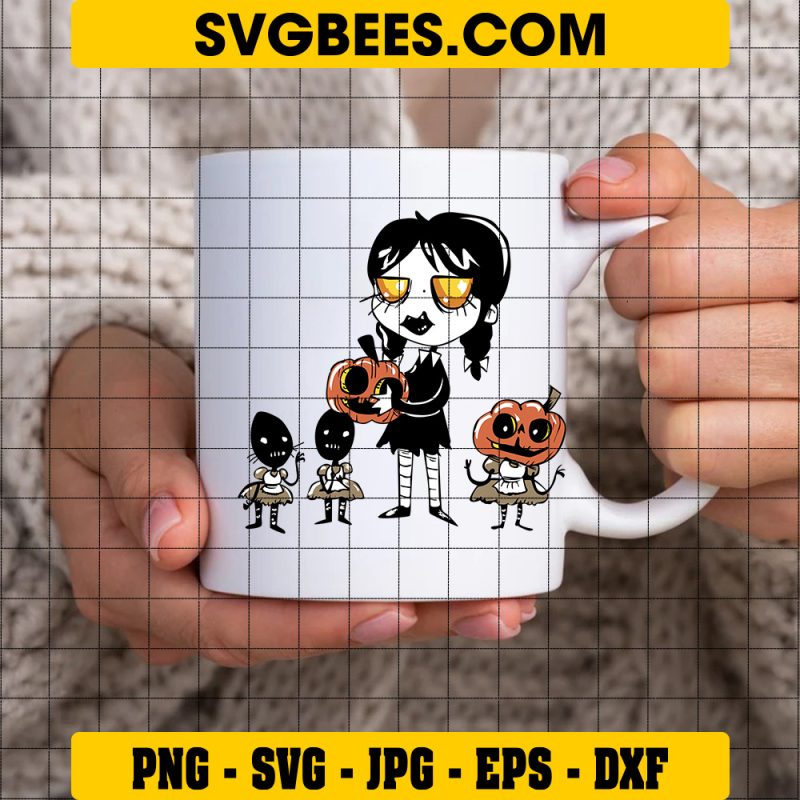 Chibi Wednesday Addams SVG