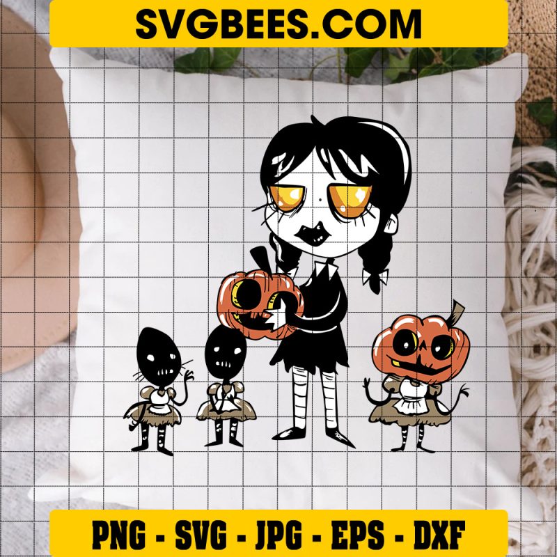 Chibi Wednesday Addams SVG