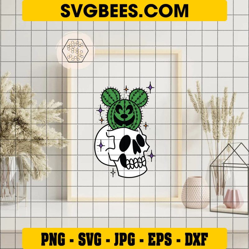 Disney Cactus Skull SVG, Skull and Mickey Mouse Halloween SVG - SVGbees