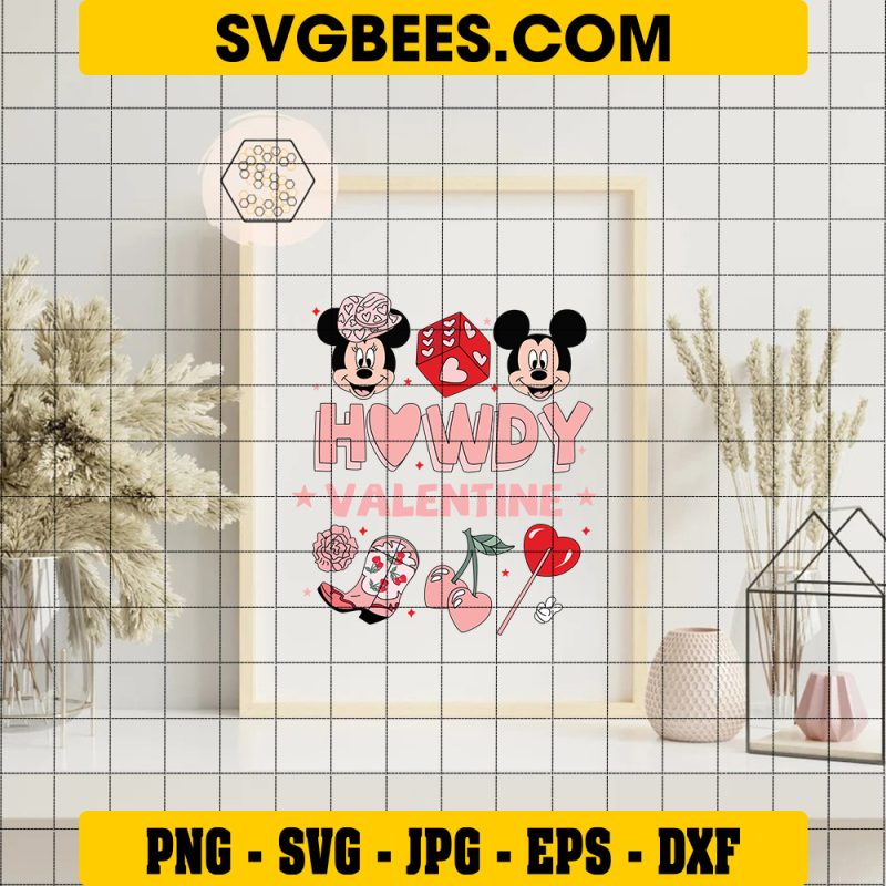 Disney Howdy Valentine SVG, Mickey and Minnie Western SVG - SVGbees