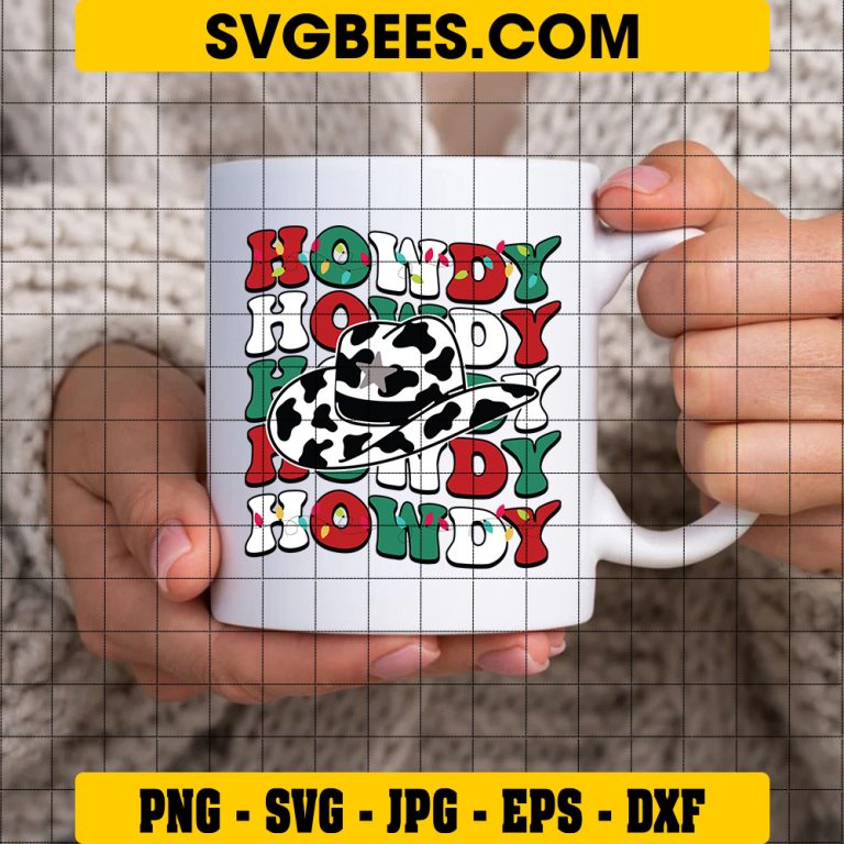 Howdy Christmas Lights SVG, Cowboy Santa Hat SVG - SVGbees