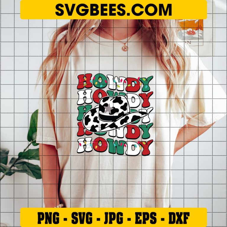 Howdy Christmas Lights SVG, Cowboy Santa Hat SVG - SVGbees