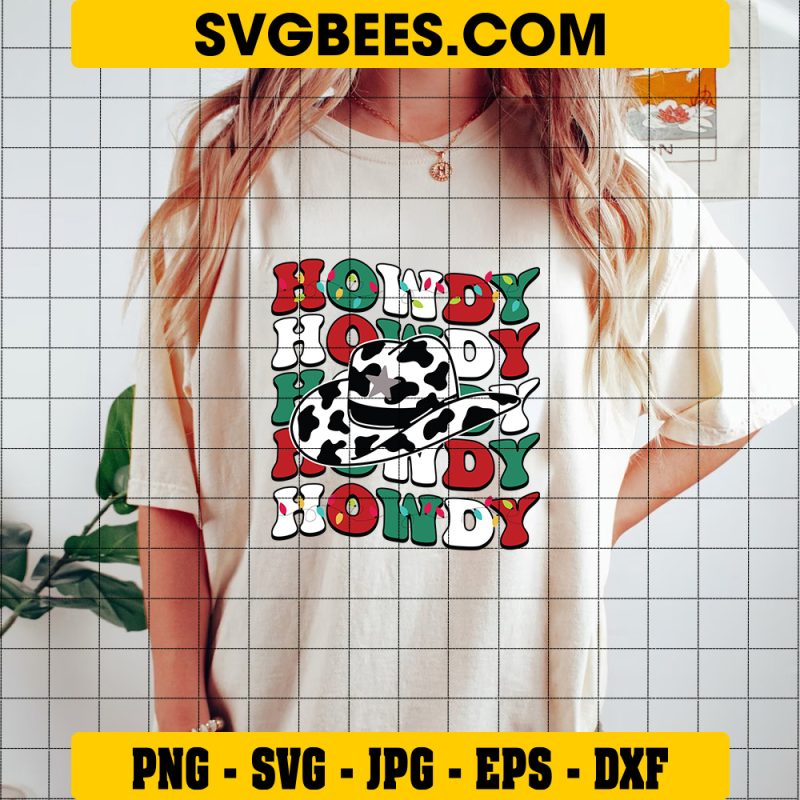Howdy Christmas Lights SVG, Cowboy Santa Hat SVG - SVGbees