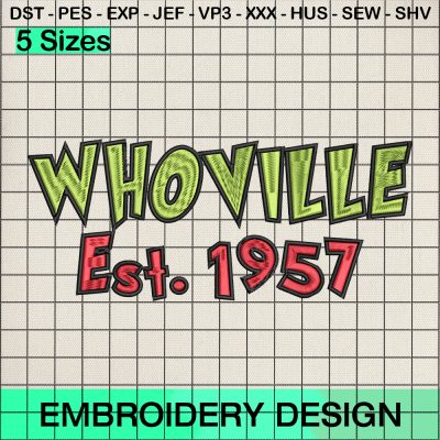 Whoville Est 1975 University Embroidery Design, Grinch Christmas ...