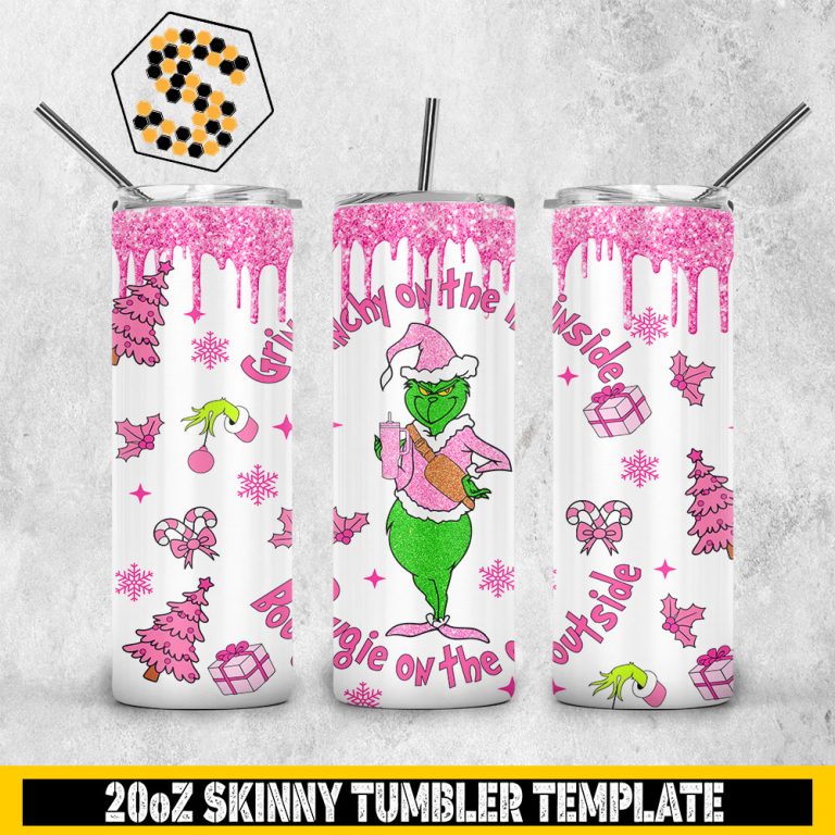 Grinch Squad Pink 20oz Skinny Tumbler Template PNG, Ho Ho Ho Grinch ...