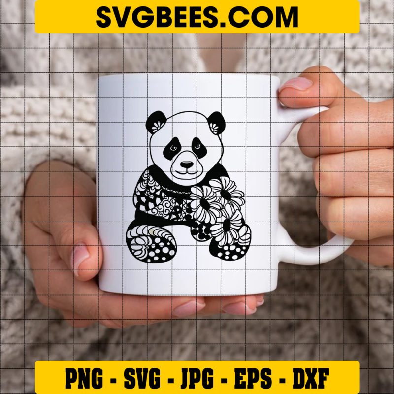 Panda Mandala Svg, Panda Mama Bear Svg, Panda Silhouette - SVGbees