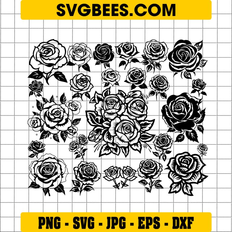 Rose Svg, Rose Flower Vector, Red Rose Svg, Rose Outline Svg - SVGbees