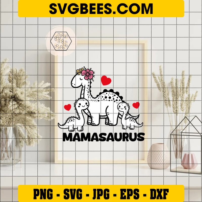 Dinosaur Family Svg, Mamasaurus Svg, Mama Dino Svg - SVGbees