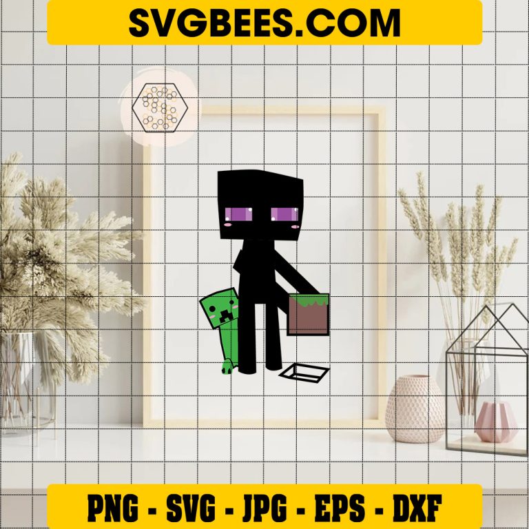 Enderman with Block Svg, Enderman Minecraft Svg, Enderman Svg ...