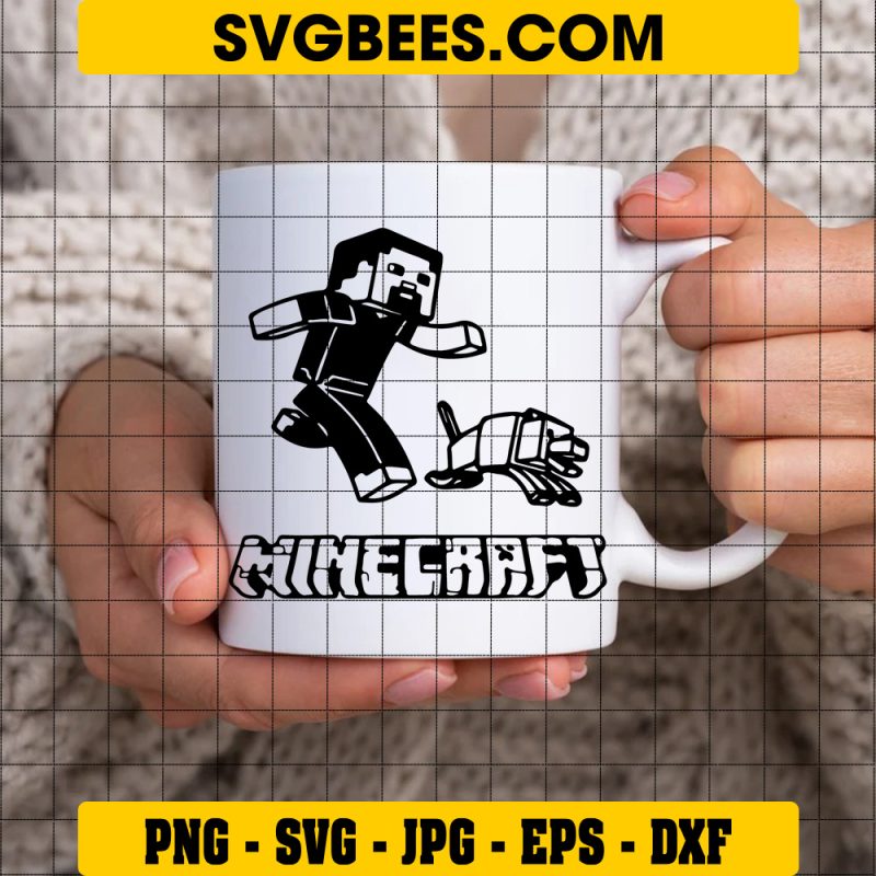 Minecraft Steve with Wolf Bark Svg, Minecraft Svg, Game Minecraft Svg ...