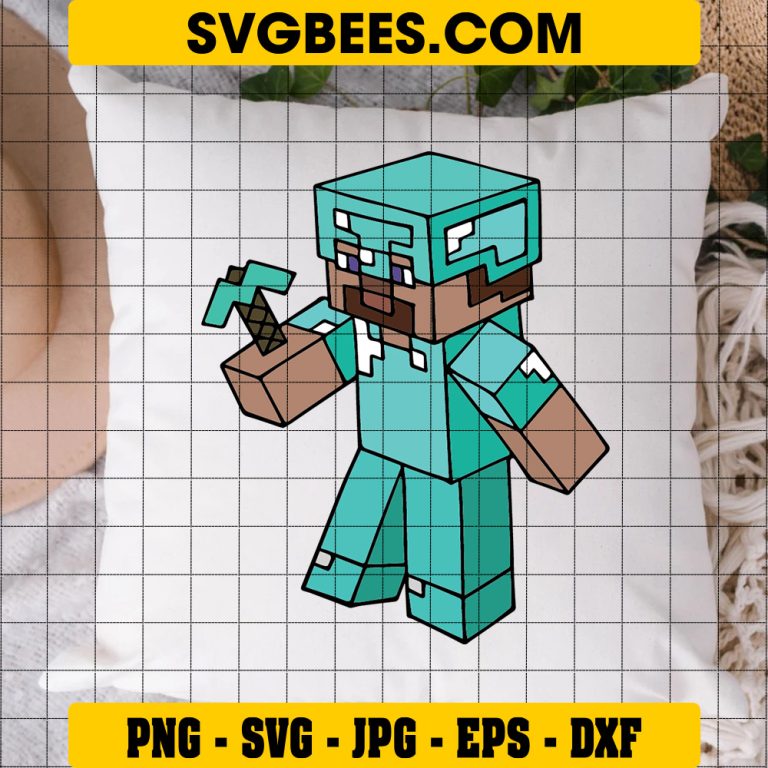 Steve with Pickaxe Diamond Svg, Minecraft Pickaxe Diamond Svg ...