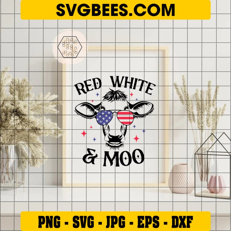 Cow Red White And Beef SVG PNG, Cow USA Flag 4th Of July SVG, Funny 4th ...