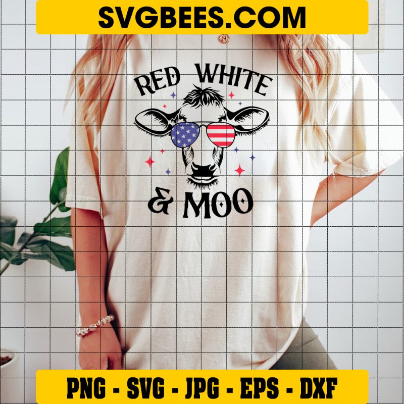 Cow Red White And Beef SVG PNG, Cow USA Flag 4th Of July SVG, Funny 4th ...