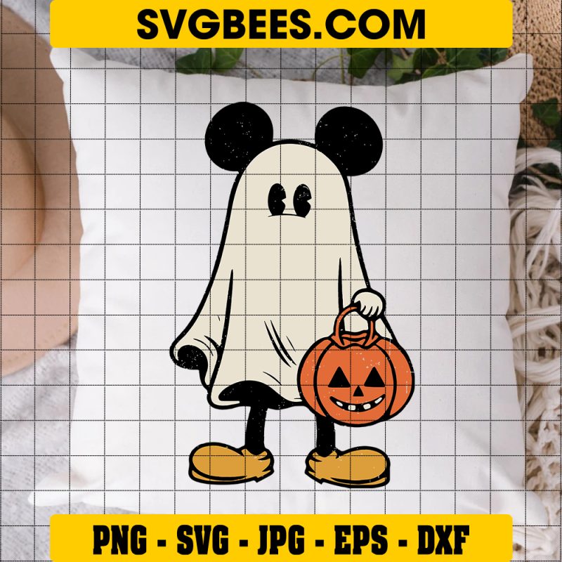 Mickey Minnie Mouse Trick Or Treat SVG, Disney Mouse Ghost SVG, Retro ...
