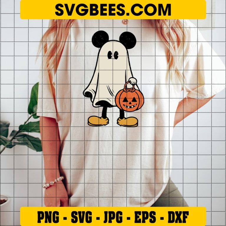 Mickey Minnie Mouse Trick Or Treat SVG, Disney Mouse Ghost SVG, Retro ...