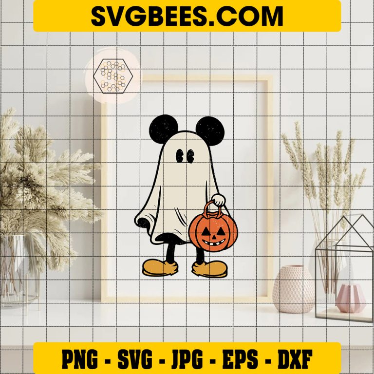 Mickey Minnie Mouse Trick Or Treat SVG, Disney Mouse Ghost SVG, Retro ...