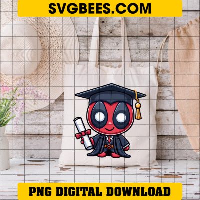 Cute Chibi Deadpool Graduation PNG, Superhero Graduation 2024 PNG - SVGbees
