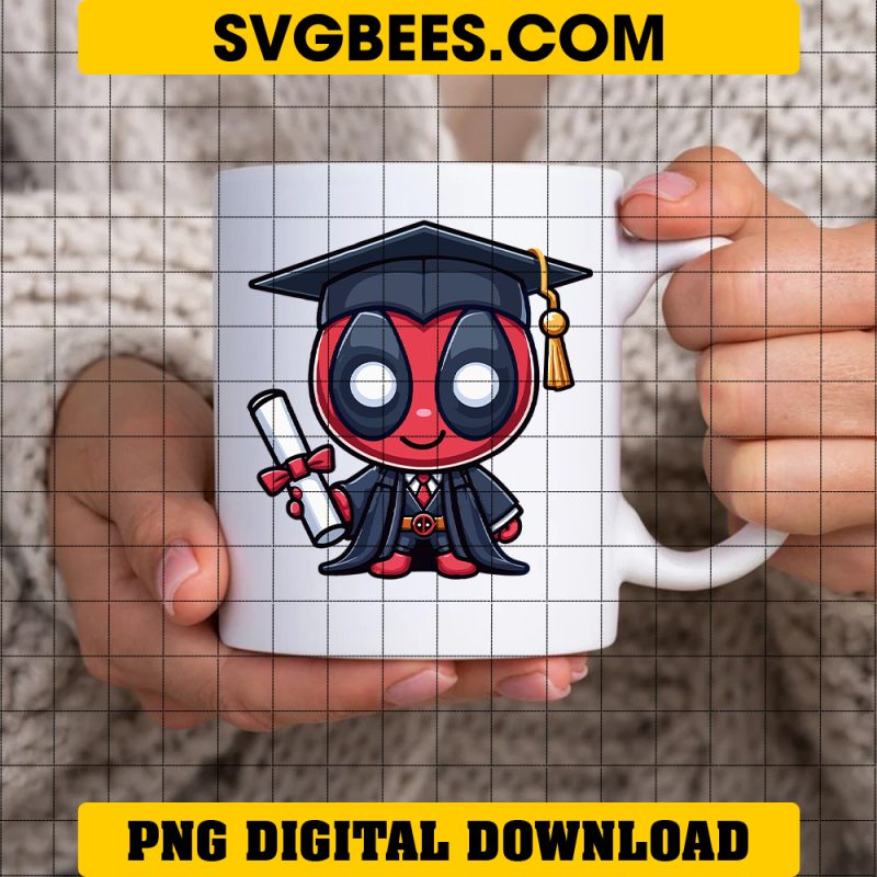 Cute Chibi Deadpool Graduation PNG, Superhero Graduation 2024 PNG - SVGbees