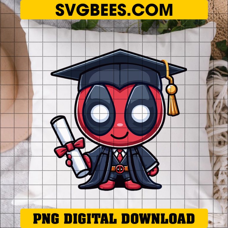 Cute Chibi Deadpool Graduation PNG, Superhero Graduation 2024 PNG - SVGbees