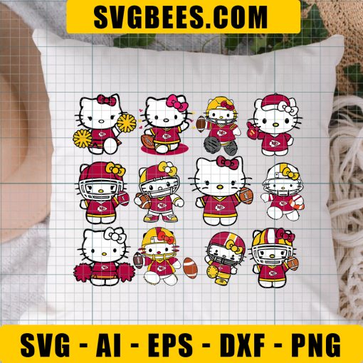 Hello Kitty Chiefs SVG Bundle, Hello Kitty NFL Sports Teams Bundle SVG ...