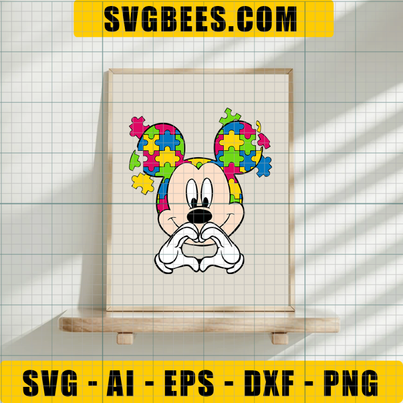 Mickey Mouse Autism Heart SVG, Disney Love Autism SVG, Autism Awareness ...