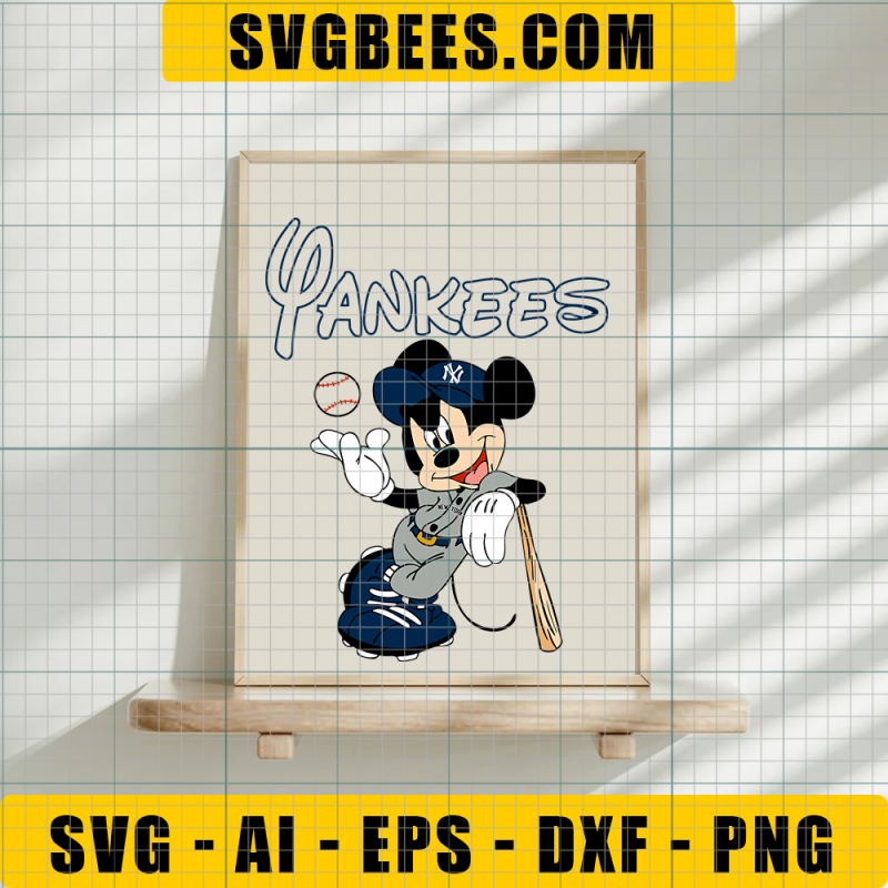 NY Yankees Mickey Mouse Svg, NY Yankees Baseball Svg, Disney Mouse MLB ...