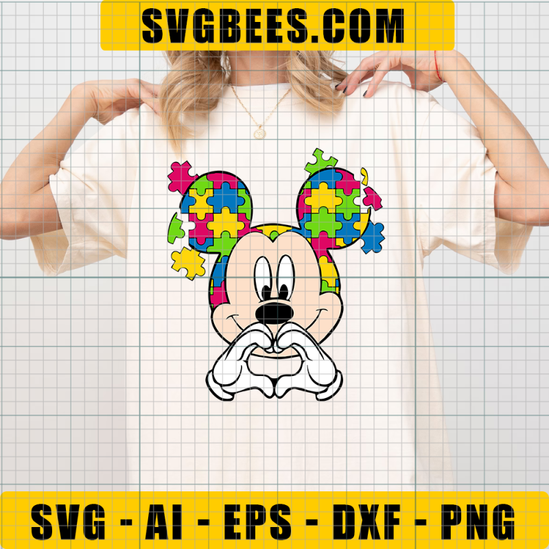 Mickey Mouse Autism Heart SVG, Disney Love Autism SVG, Autism Awareness ...