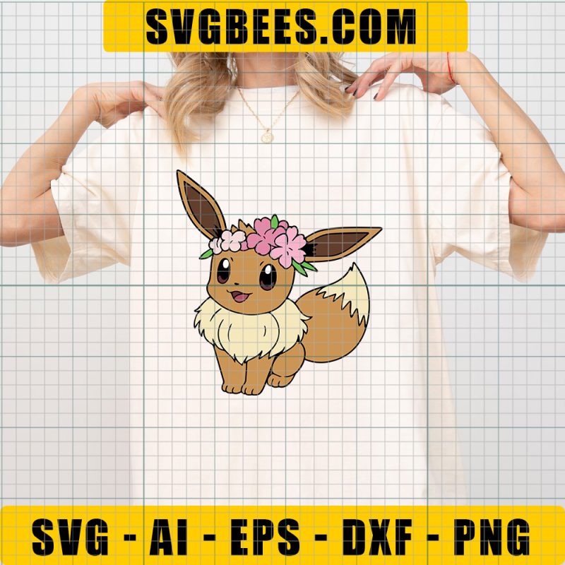 Eevee Flower Crown Svg, Cute Eevee Svg, Eevee Pokemon Svg Png Eps Dxf ...